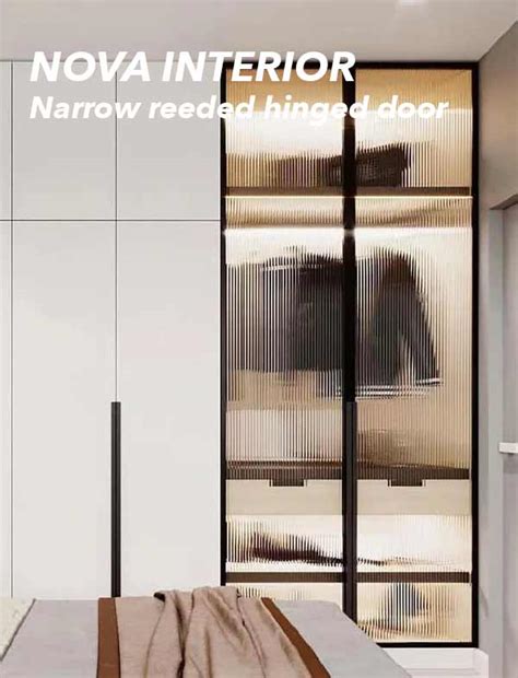 Narrow Reeded Toughened Glass Soft Stop Hinged Door ‣ Nova Interior