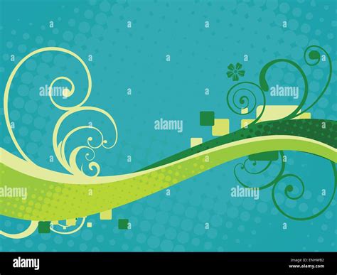 Abstract Vector Wave Background Art With Florals Stock Vector Image And Art Alamy