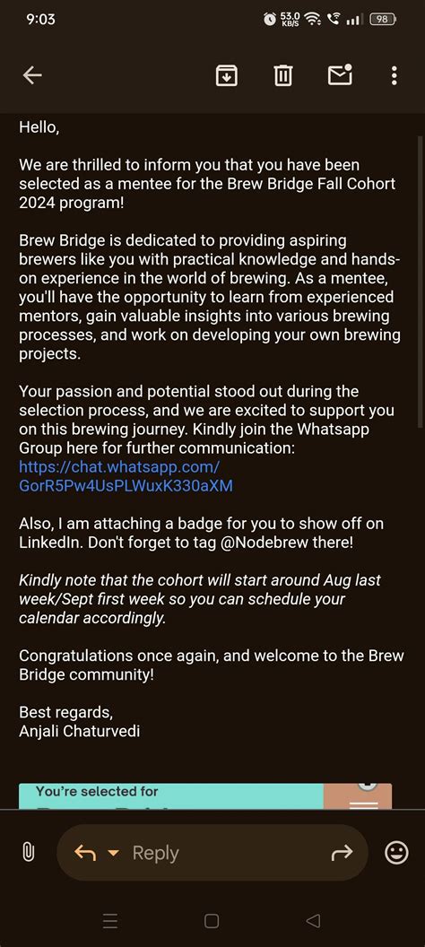 Tushti Savarn On Linkedin Nodebrew Brewbridge Mentorship Brewingjourney Ai Techmeetsbrewing