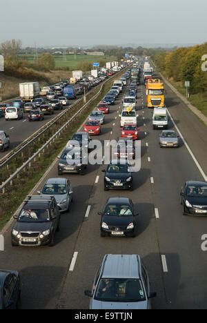 Traffic Congestion Slow Moving Traffic On The M25 Motorway At The M4