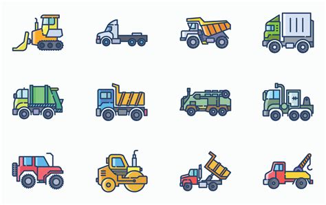 Vehicles And Transportation Icon Set Vector Art At Vecteezy