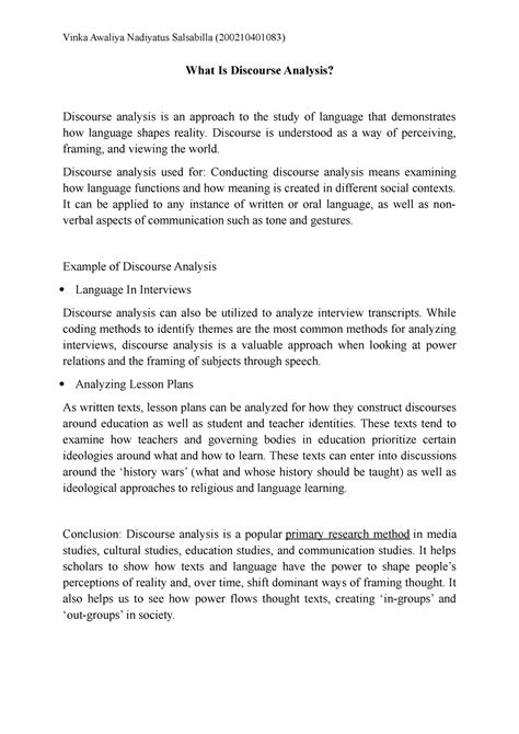 summary materi discourse analysis what is discourse analysis