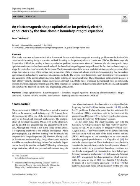 an electromagnetic shape optimisation for perfectly electric conductors