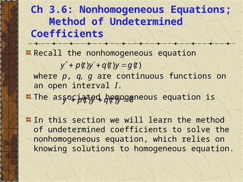 PPT Non Homogeneous Equations Method Of Undetermined Coefficients