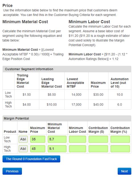 Solved Price Use The Information Table Below To Find The