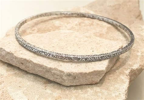 Sterling Silver Bangle Bracelet Oxidized Bangle Bracelet Etsy