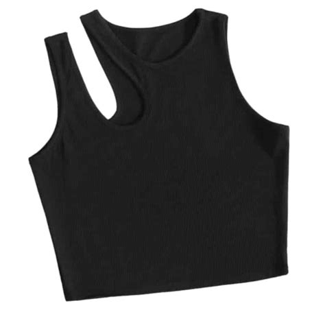 Rib Knit O Neck Sleeveless Crop Top Urbanwearoutsiders