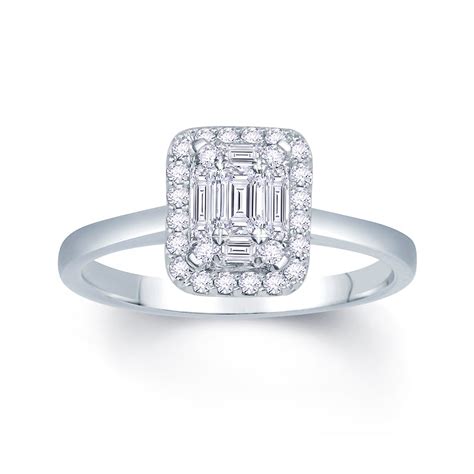 Platinum Emerald Cut Cluster 40ct Diamond Ring Keanes Jewellers