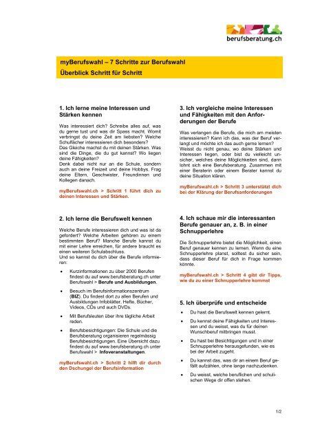 7 Schritte Zum Beruf Berufsberatung Ch
