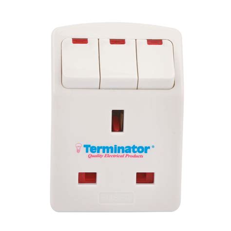 3 Way Uk Socket Multi Adaptor With Individual Switch With 2 Pin Allowed