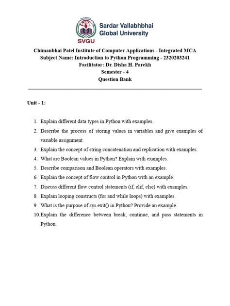 2320203241 introduction to python programming question bank pdf