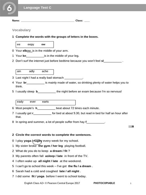 Eca2 Tests Language Test 6c Pdf English Language Linguistics