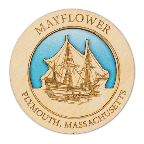 Mayflower Wooden Magnet Plimoth Patuxet Museum Shop