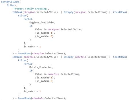 sortbycolumns using combobox values to determine t power platform