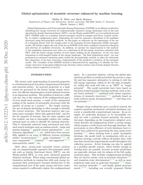 Pdf Global Optimization Of Atomistic Structure Enhanced By Machine