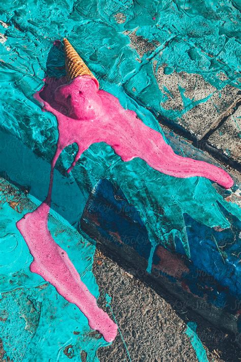 Melting Ice Cream On Pavement Curb By Stocksy Contributor Eldad
