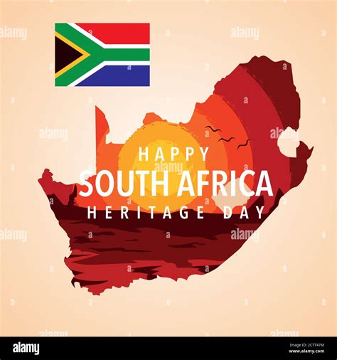 Happy South Africa Heritage Day With Flag Poster Vector Illustration