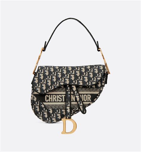 Saddle Bag Blue Dior Oblique Embroidery Dior