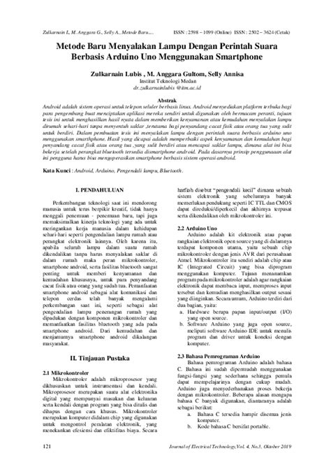 Pdf Metode Baru Menyalakan Lampu Dengan Perintah Suara Berbasis Arduino Uno Menggunakan Smartphone