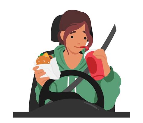 premium vector dangerous unsafe behavior of woman character eating