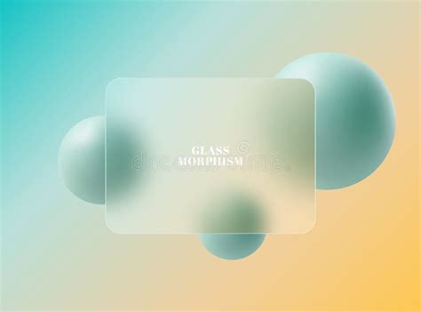 Glass Horizontal Banner With Glass Overlay Effect With 3d Balls In Glass Morphism Style Stock