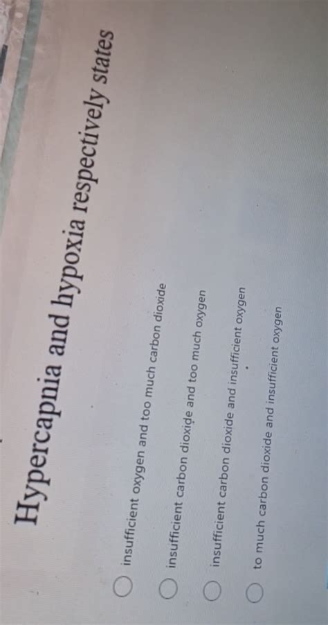 Hypercapnia And Hypoxia Respectively States Studyx