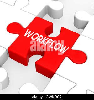 Workflow Puzzle Shows Structure Process Flow Or Procedure Stock Photo Alamy