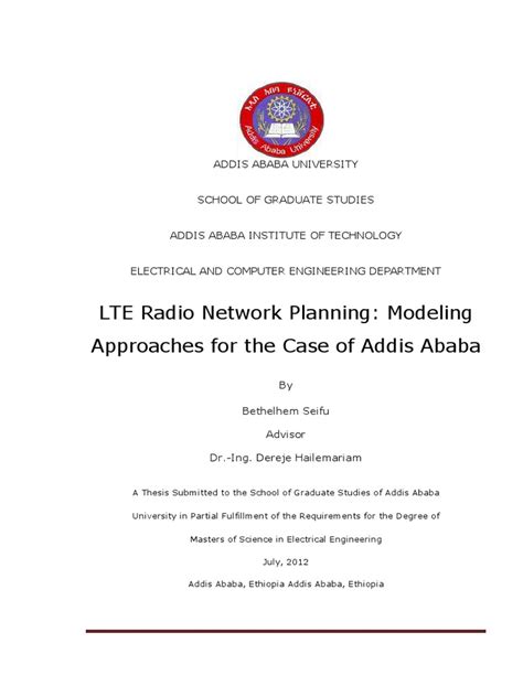 Lte Radio Network Planning Modeling Approaches For The Case Of Addis Ababa Pdf