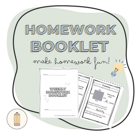 Weekly Homework Booklet Editable Booklet For Making Homework Easy Weekly Homework Homework
