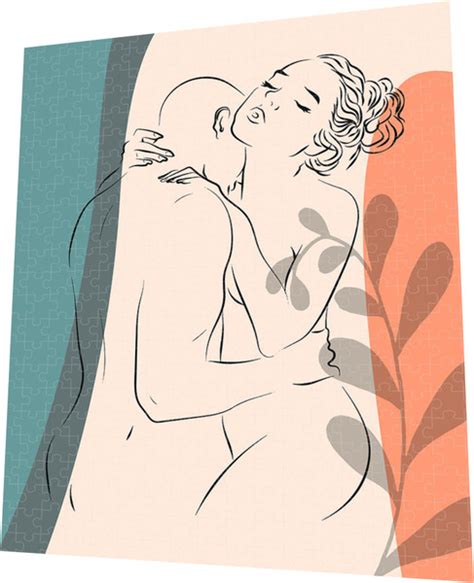 Abstract Couple Love Erotic Line Art Minimalist Couple Erotic Scene One