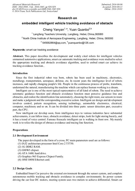 Research On Embedded Intelligent Vehicle Tracking Avoidance Of Obstacle Scientificnet
