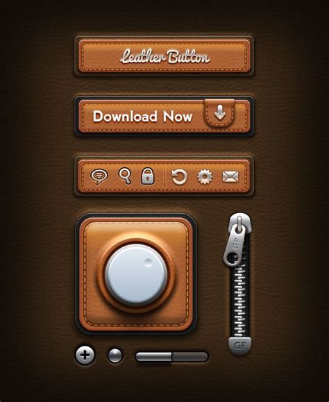 Leather UI Elements PSD GraphicsFuel