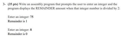 Pts Write An Assembly Program That Prompts Chegg Com