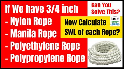 How To Calculate Swl Of 3 4 Inch Nylon Rope Manila Rope Polyethylene