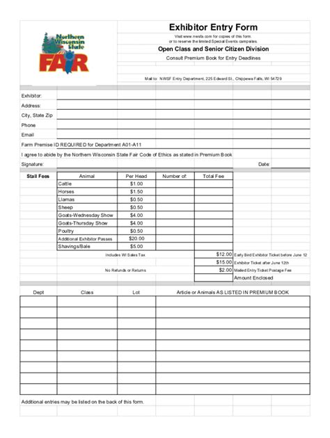Fillable Online Exhibitor Entry Form Nysabprlinc Org Fax Email Print