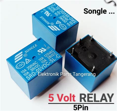 Relay Songle 5 Volt 5 Pin Relay 5volt 5pin Relay Songle 5v 5 Kaki Relay