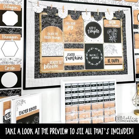 Floral Black And White Classroom Decor Bundle Neutral Classroom Theme