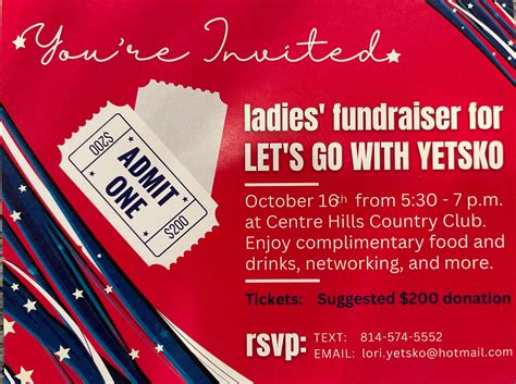 Ladies Fundraiser For Lets Go With Yetsko Centre County Republican Committee