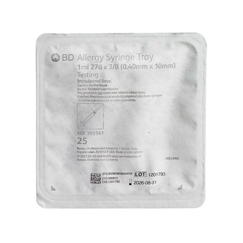 Bd Precisionglide 1 Ml Standard Allergy Tray 27 Gauge 38 Inch Non