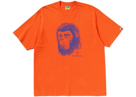 Bape Pixel Comic Ape Head Relaxed Fit Tee Orange Mens Ss24 Us