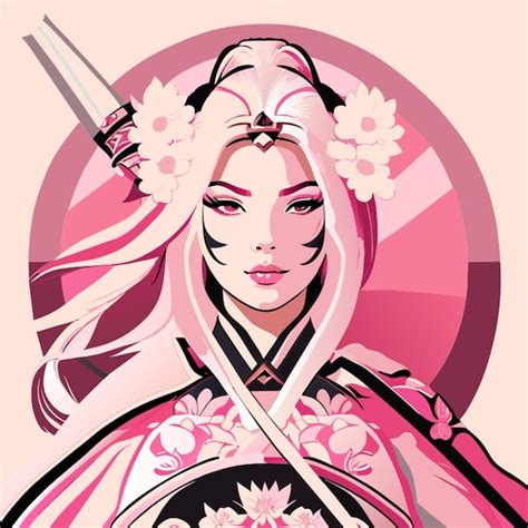 Premium Vector Women Warrior Katana Vector Illustration