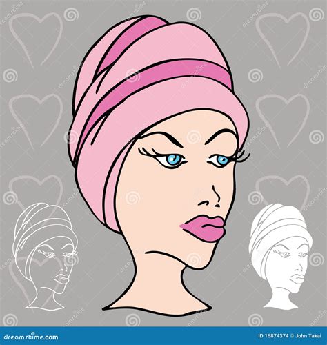 Vrouw Met Handdoek Op Haar Hoofd Vector Illustratie Illustration Of