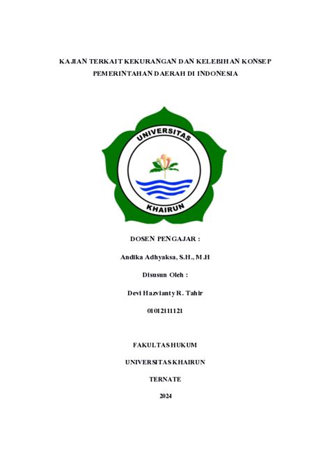 Pdf Kekurangan Dan Kelebihan Konsep Pemerintahan Daerah Di Indonesia