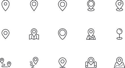 지도 핀 개념입니다 현대 고품질 핀 라인 아이콘의 컬렉션입니다 편집 가능한 획 웹 사이트 전단지 배너 온라인 상점 및 회사를위한 프리미엄 선형 기호 0명에 대한 스톡 벡터
