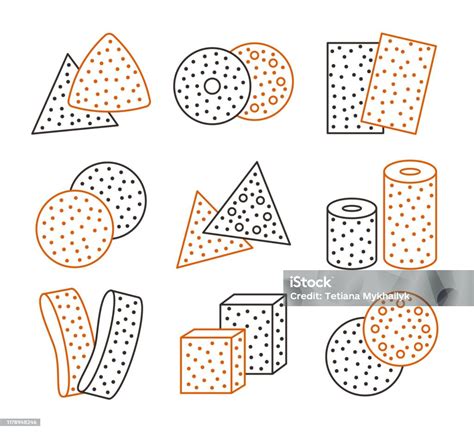 사포 시트 디스크 롤 삼각형 연마 용지의 벡터 그림입니다 유리 신문의 다채로운 라인 아이콘 세트입니다 격리된 개체 사포에 대한 스톡 벡터 아트 및 기타 이미지 Istock