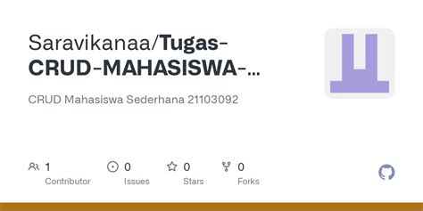 Github Saravikanaa Tugas Crud Mahasiswa Sederhana Crud Mahasiswa