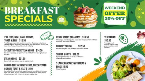 Simple Breakfast Menu Template For Free Digital Menu Boards
