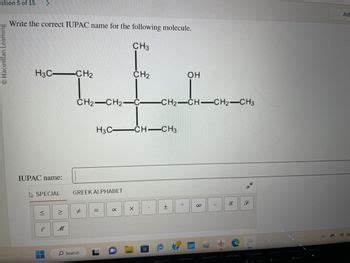 Answered: Write the correct IUPAC name for the following molecule. CH3 ...