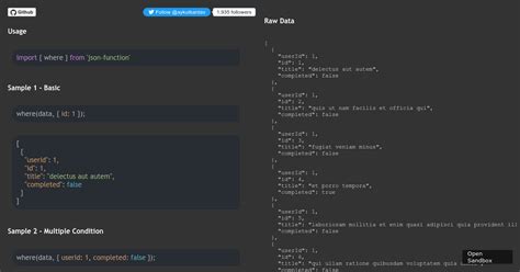 Json Function Where Samples Forked Codesandbox