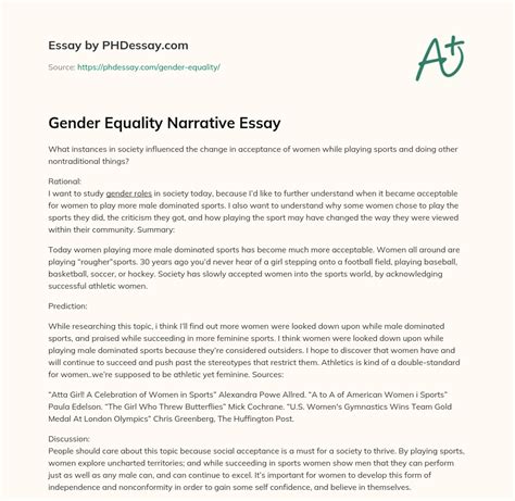Gender Equality Narrative Essay 300 Words
